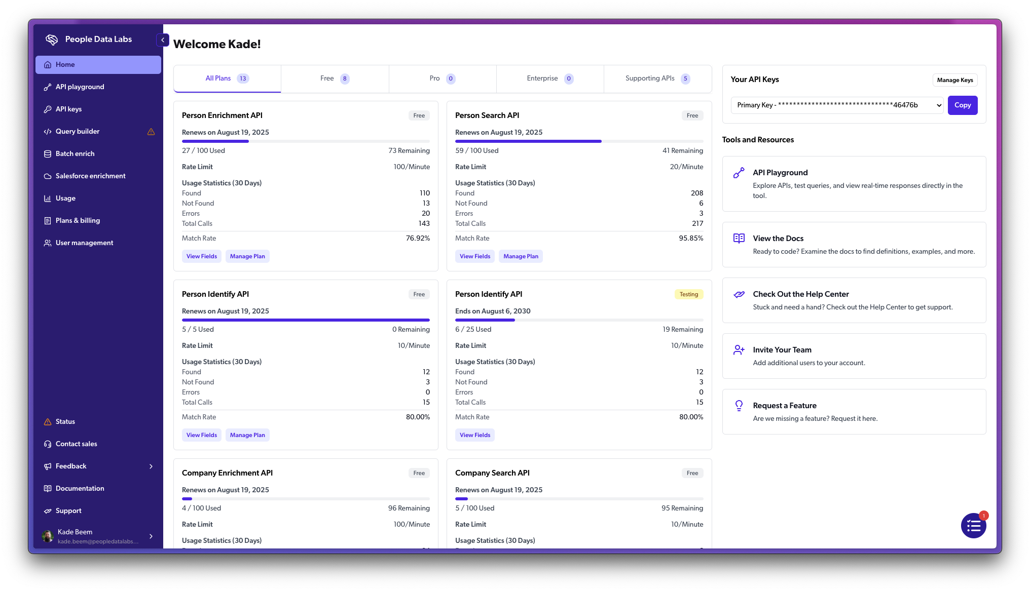 API Dashboard Quickstart – People Data Labs Help Center