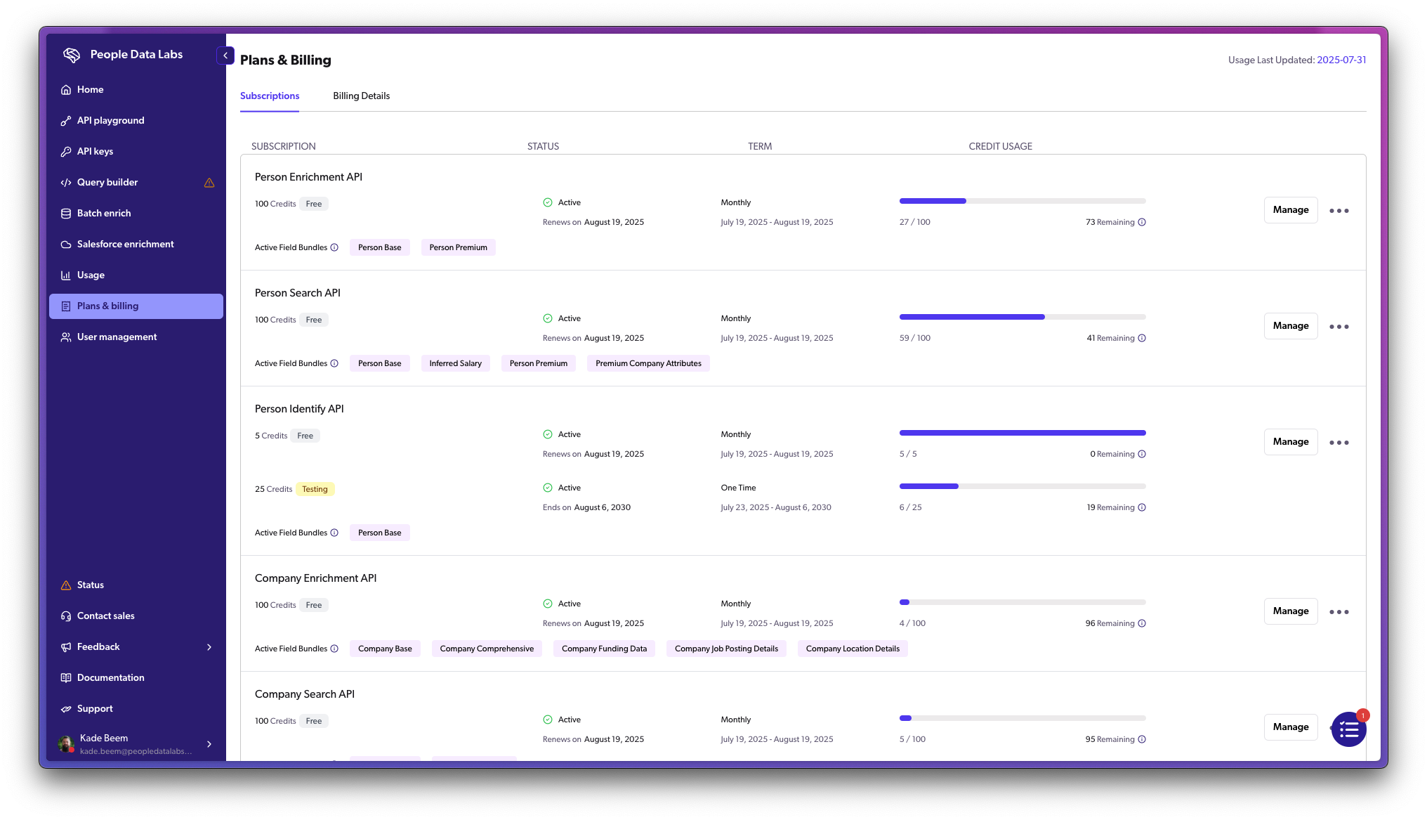 API Dashboard Quickstart – People Data Labs Help Center
